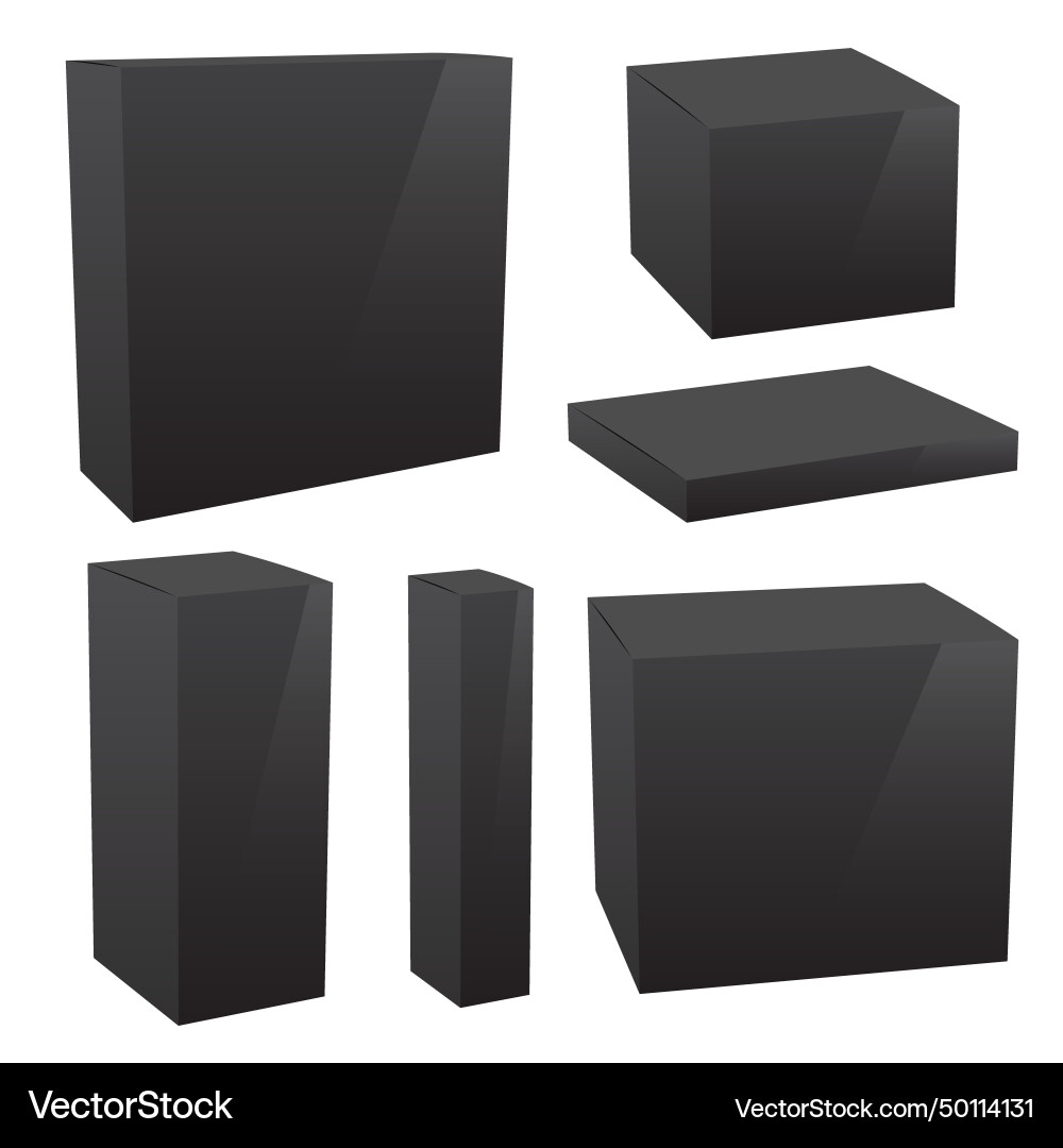 Set of black box mockup package mock up Royalty Free Vector