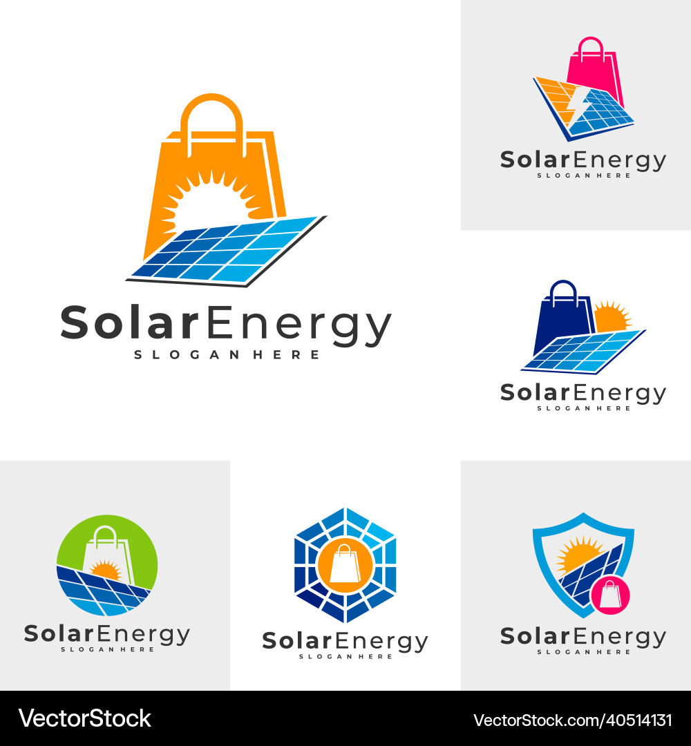 Set of shop solar logo template creative Vector Image
