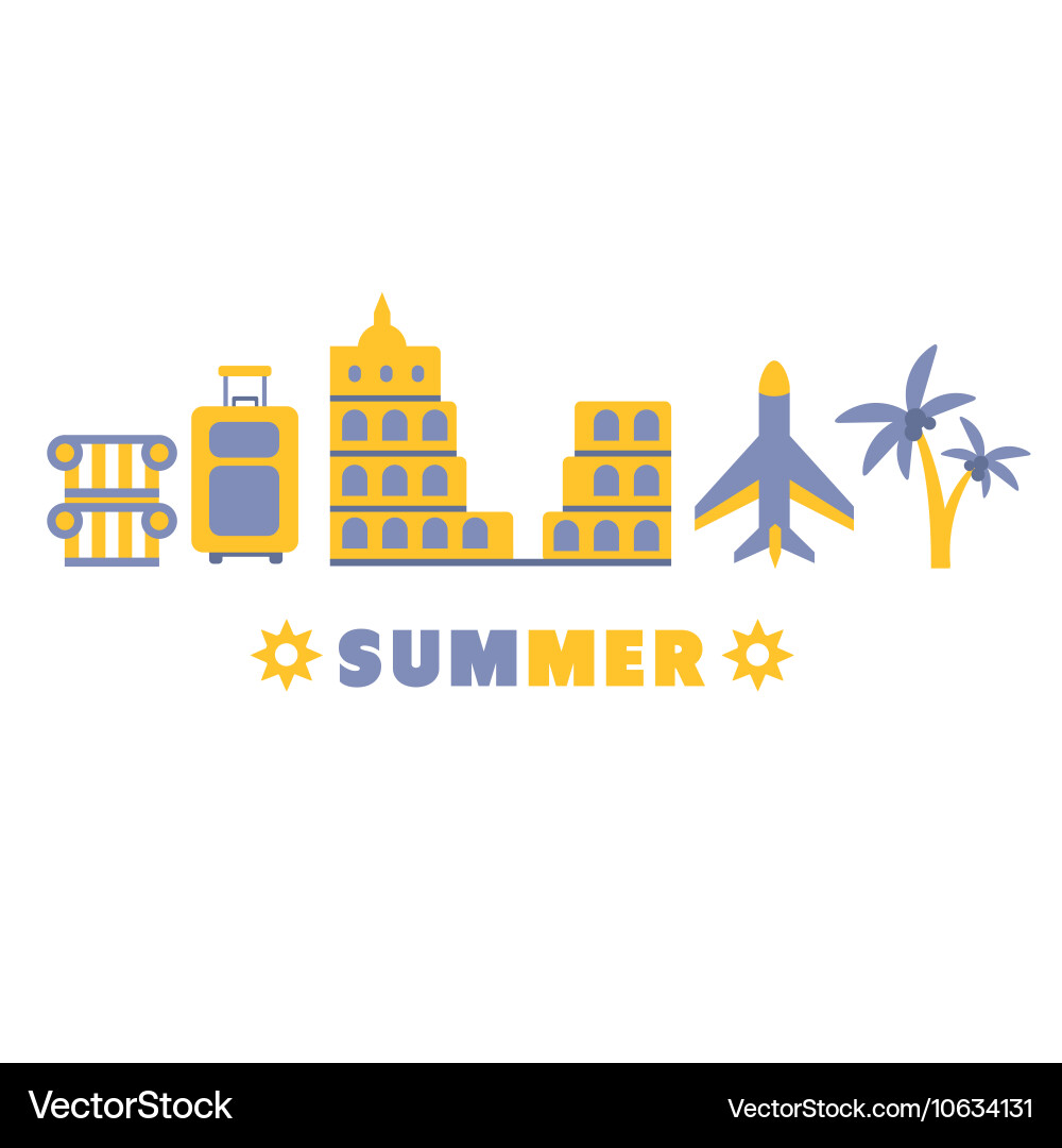Sightseeing summer symbols set by five in line Vector Image