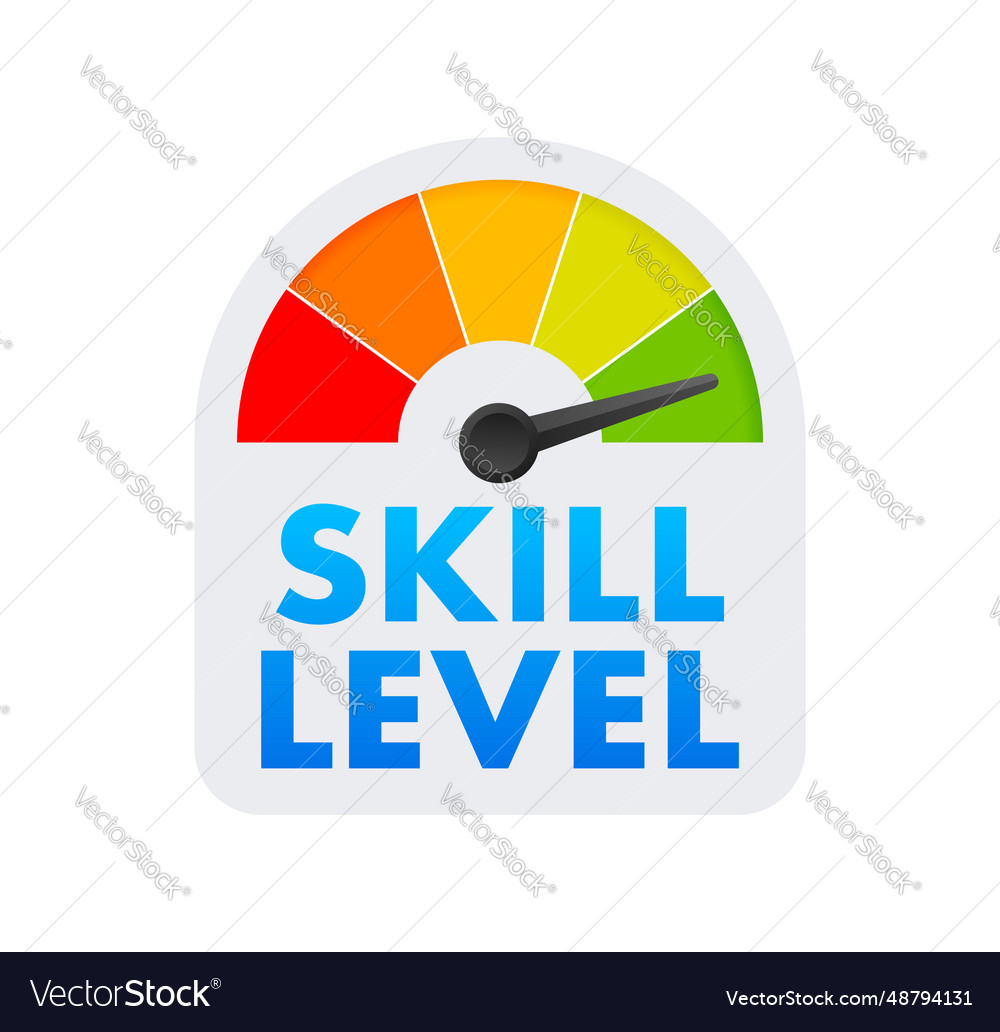 Skill level meter measuring scale Royalty Free Vector Image