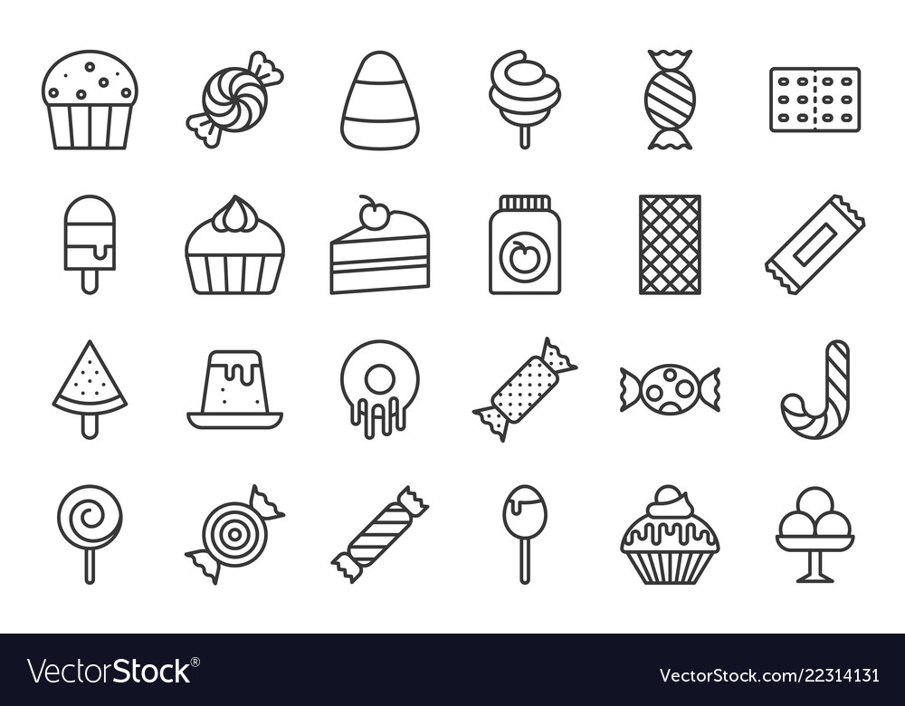Sweets and candy icon set 22 line Royalty Free Vector Image