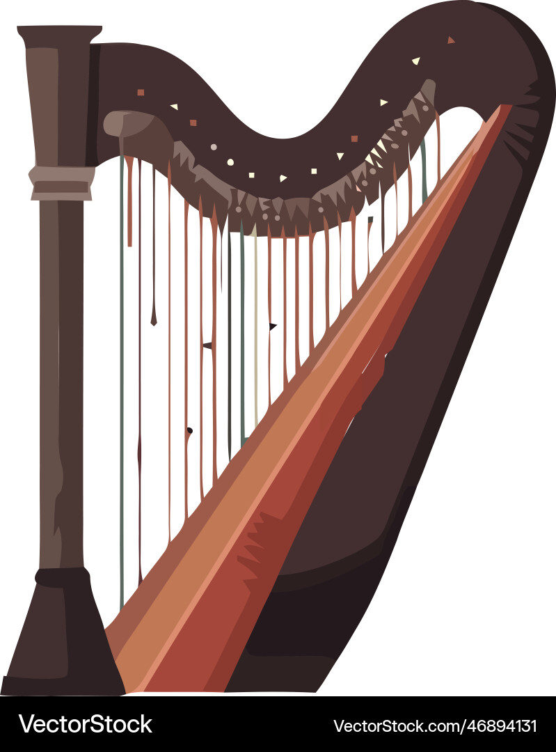 Wooden harp musical instrument string Royalty Free Vector