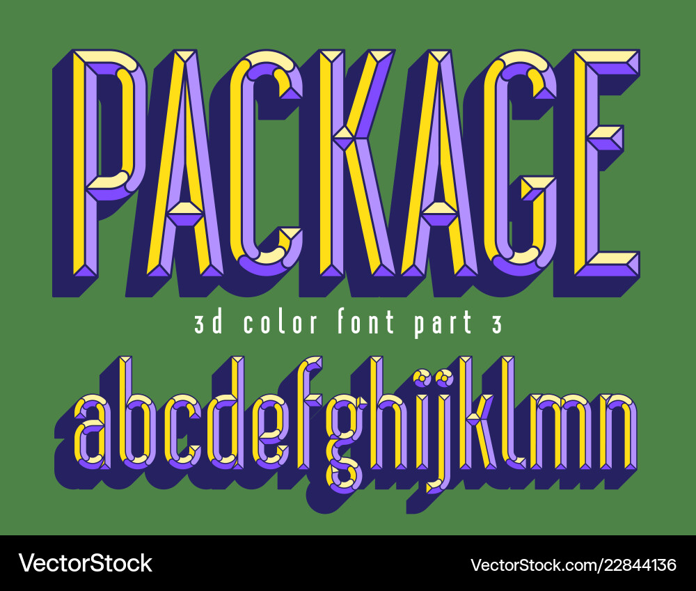 3d color font for product package design Vector Image