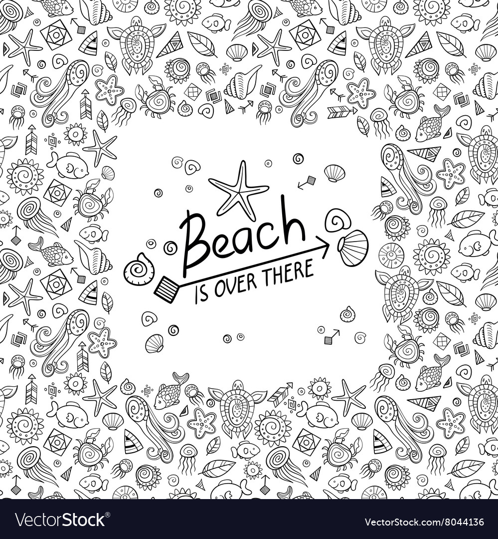 Beach and sea doodles Royalty Free Vector Image