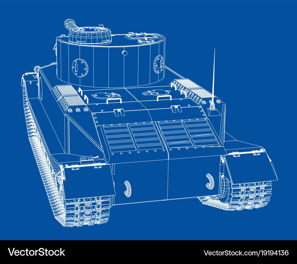 Blueprint of realistic tank Royalty Free Vector Image