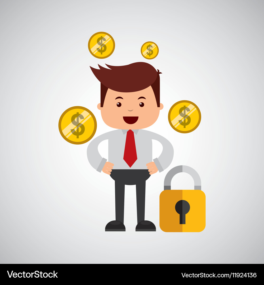 Business man secure money currency Royalty Free Vector Image