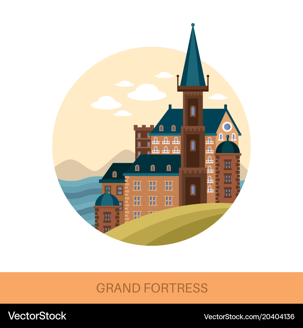 Fort or fortress strong medieval fortification Vector Image