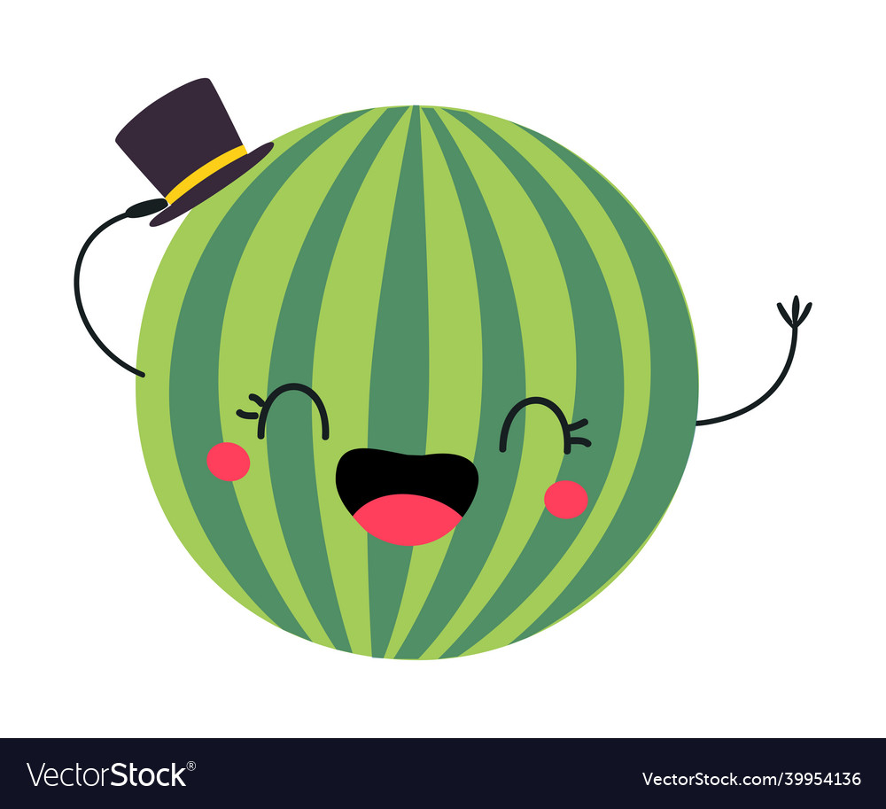 Funny watermelon fruit character with smiling face
