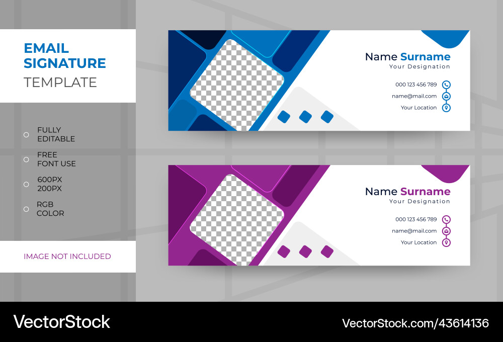 Geometric email signature dual template design Vector Image