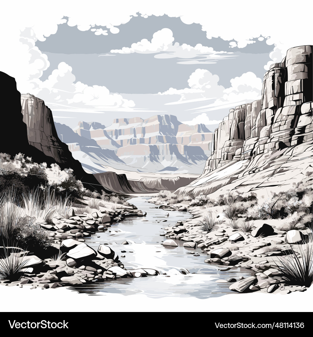 Grand canyon canyon hand-drawn comic Royalty Free Vector