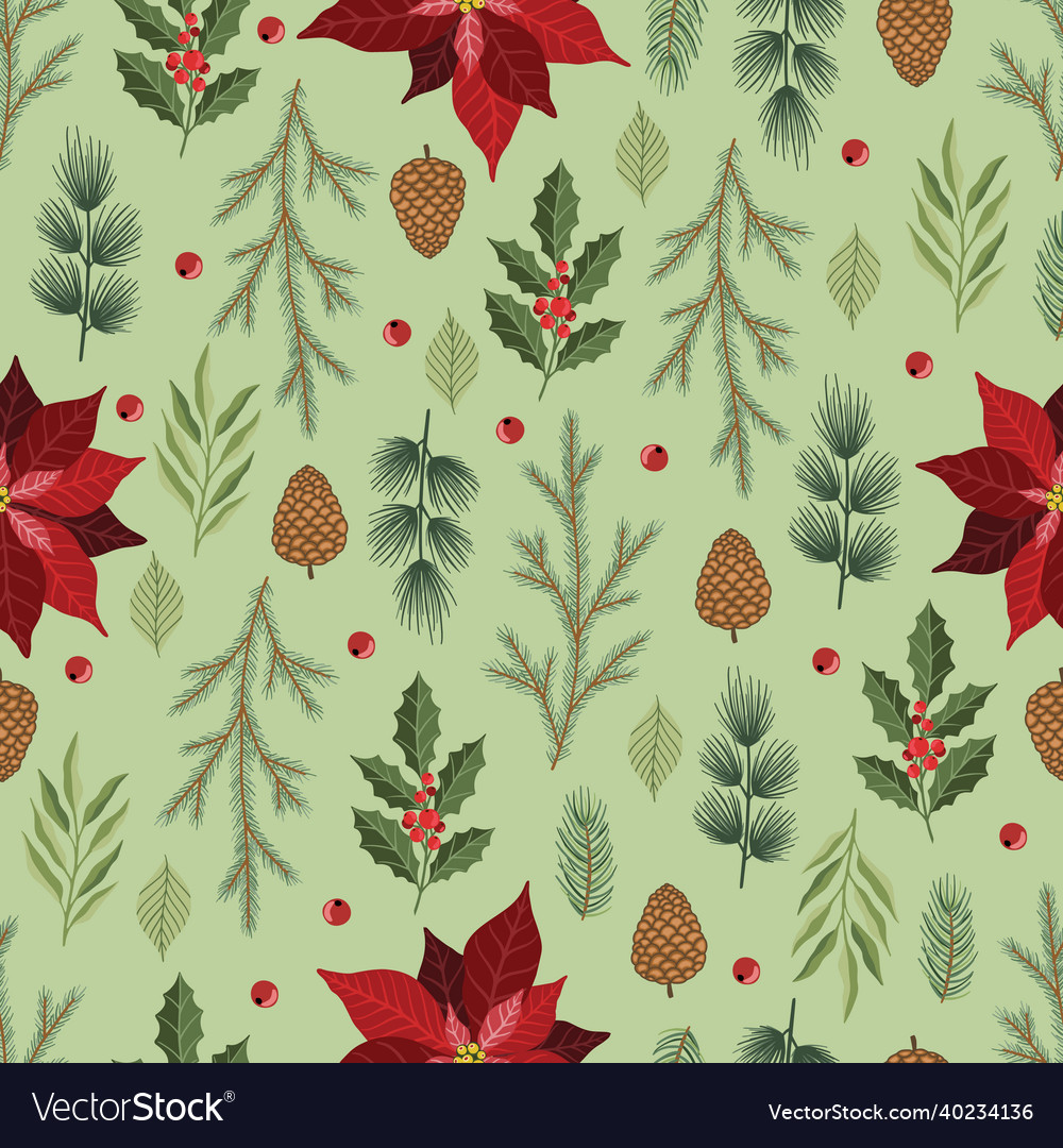 Holiday seamless pattern with christmas forest Vector Image