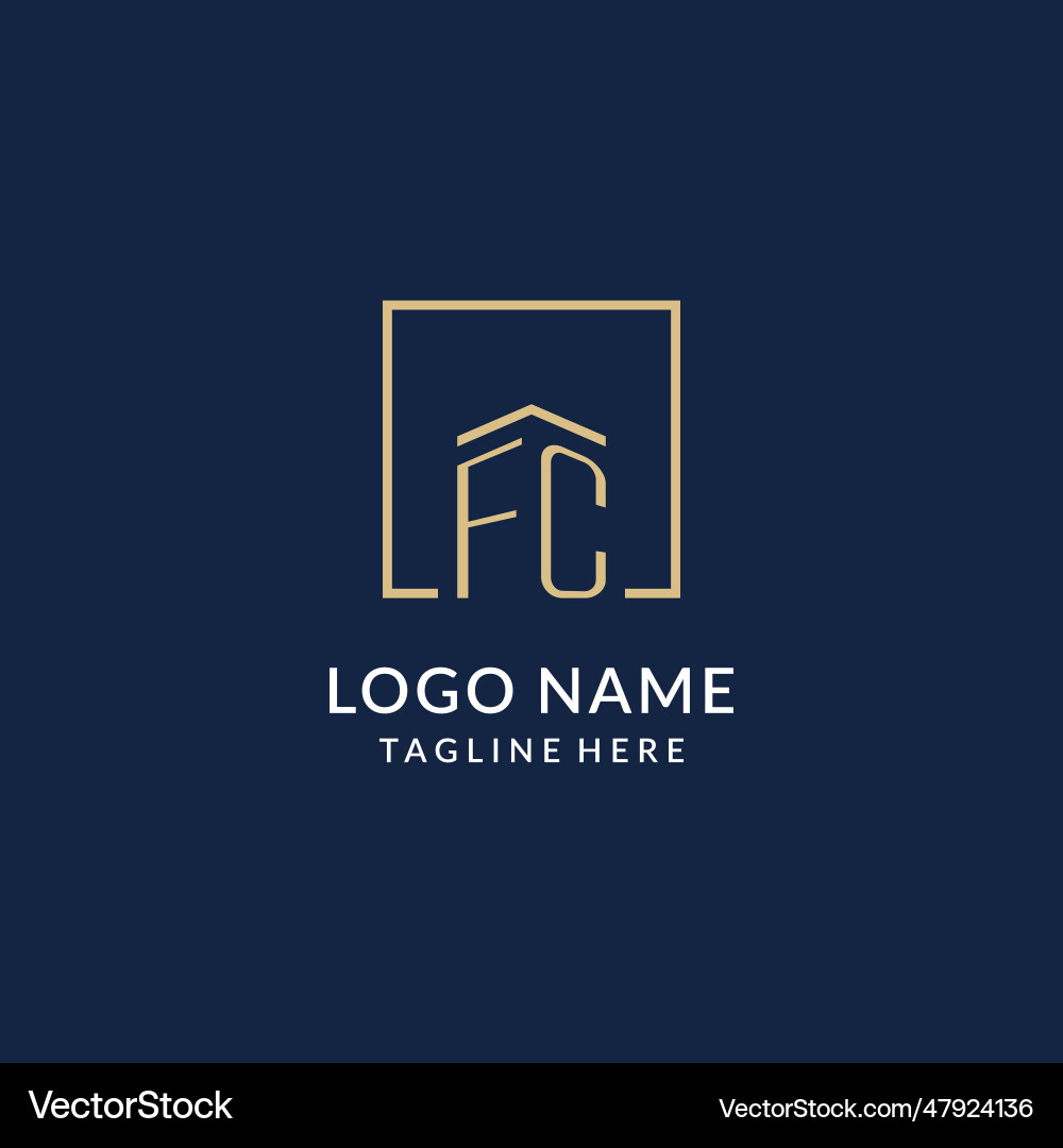 Initial fc square lines logo modern and luxury Vector Image