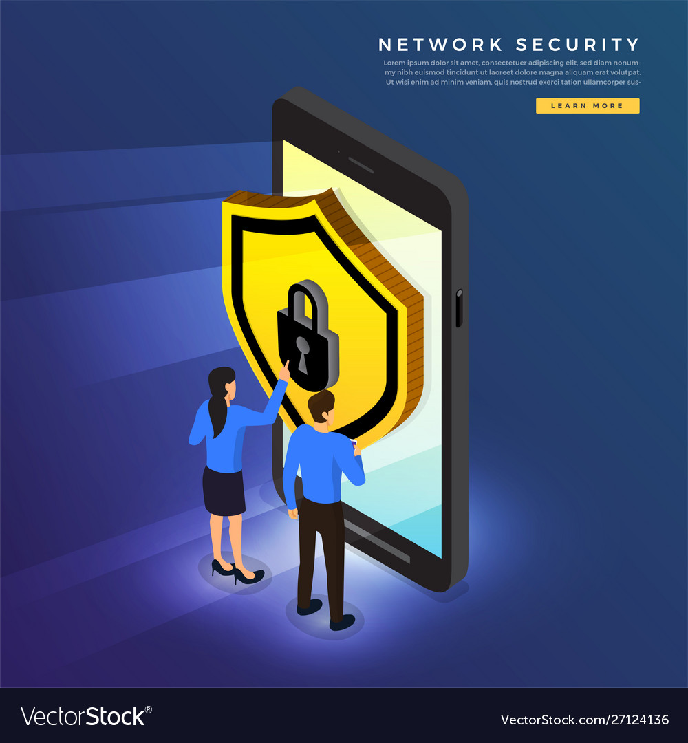 Isometric network security Royalty Free Vector Image
