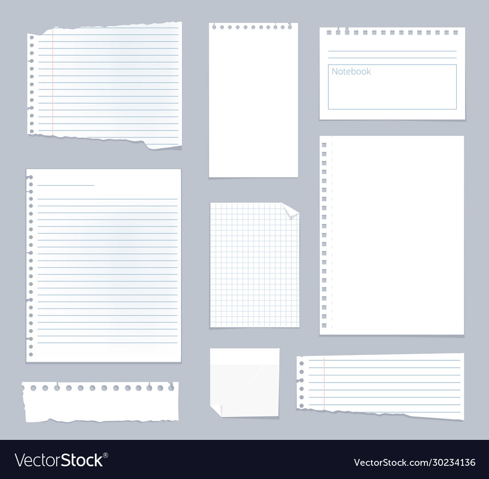 Note papers lined notes set stripe sheets Vector Image
