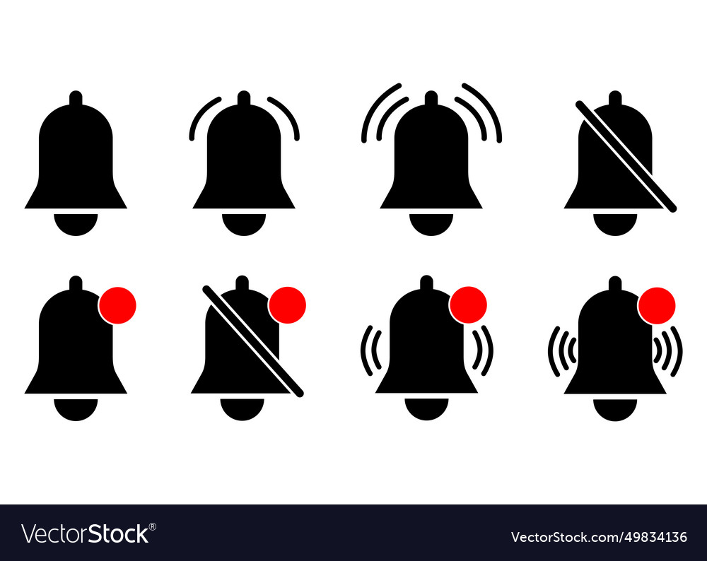 Notification bell icon set incoming inbox Vector Image