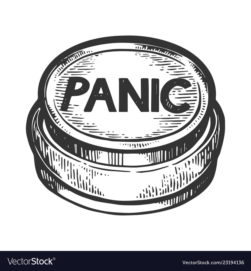 Panic button engraving Royalty Free Vector Image