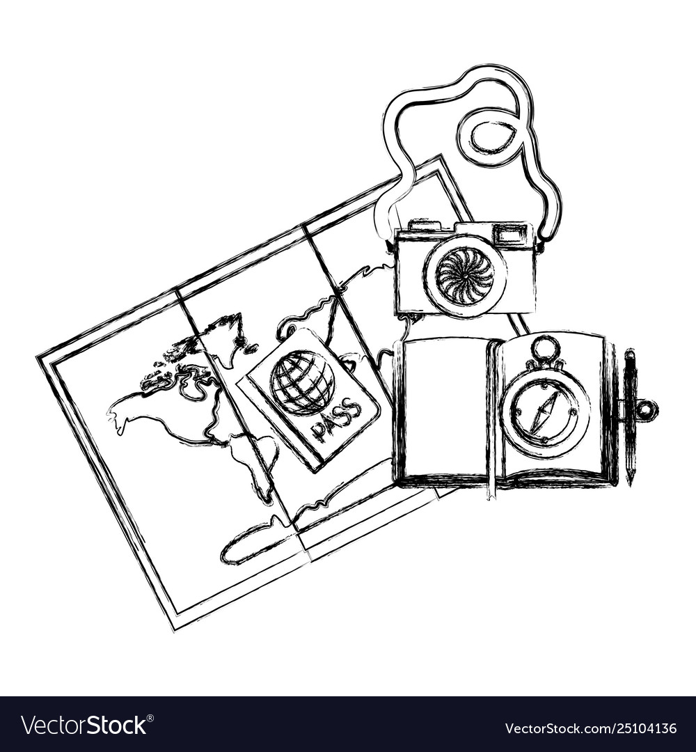 Paper map with travel around world icons Vector Image