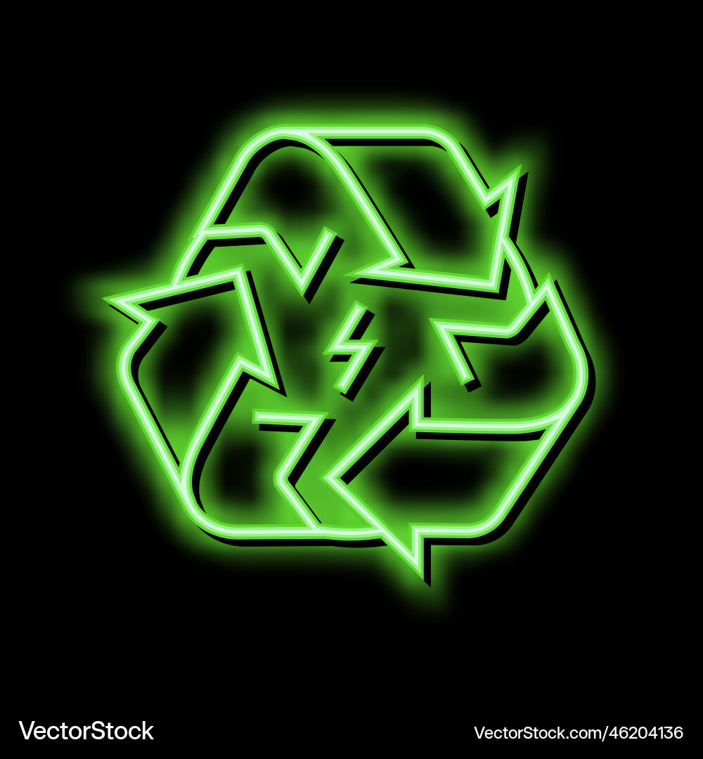 Recycling energy saving logo neon glow icon Vector Image