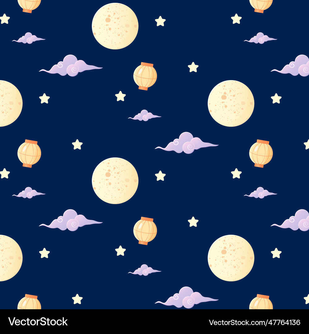 Seamless mid-autumn festival pattern mooncake Vector Image