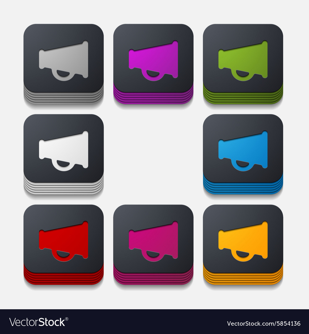 Square button megaphone Royalty Free Vector Image