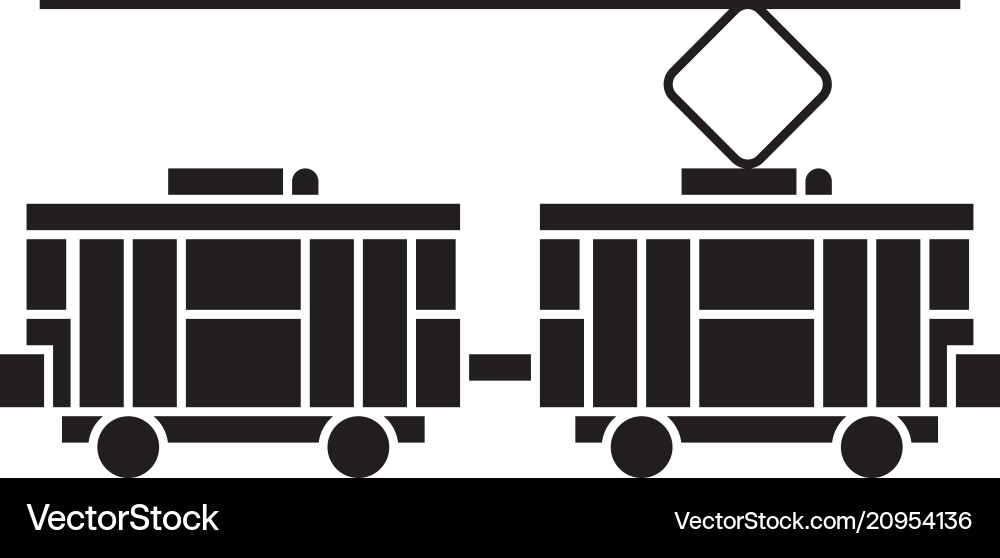 Tram black icon concept sign symbol Royalty Free Vector