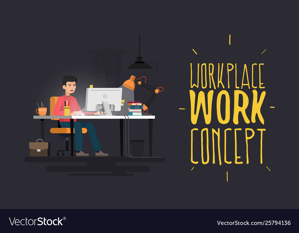 Work place work concept Royalty Free Vector Image