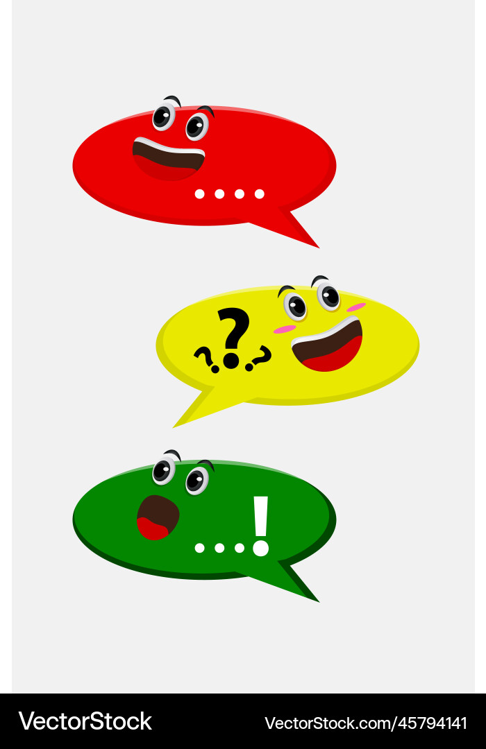 Design of cute conversation column character set Vector Image
