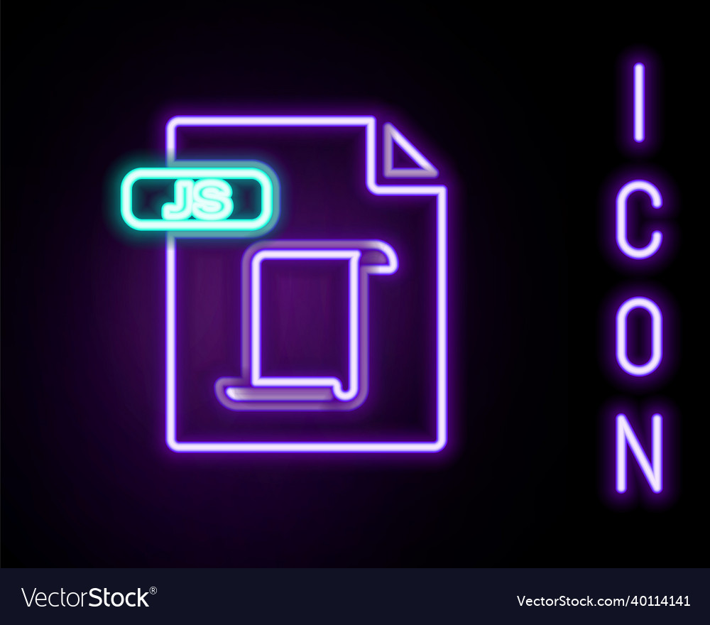 Glowing neon line js file document download js Vector Image Glowing neon line js file document download js Vector Image