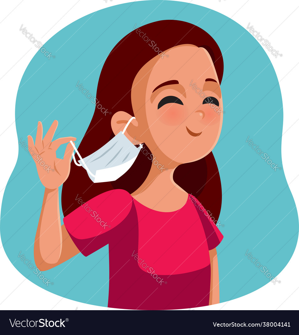 Happy Girl Taking Her Medical Mask Off Royalty Free Vector