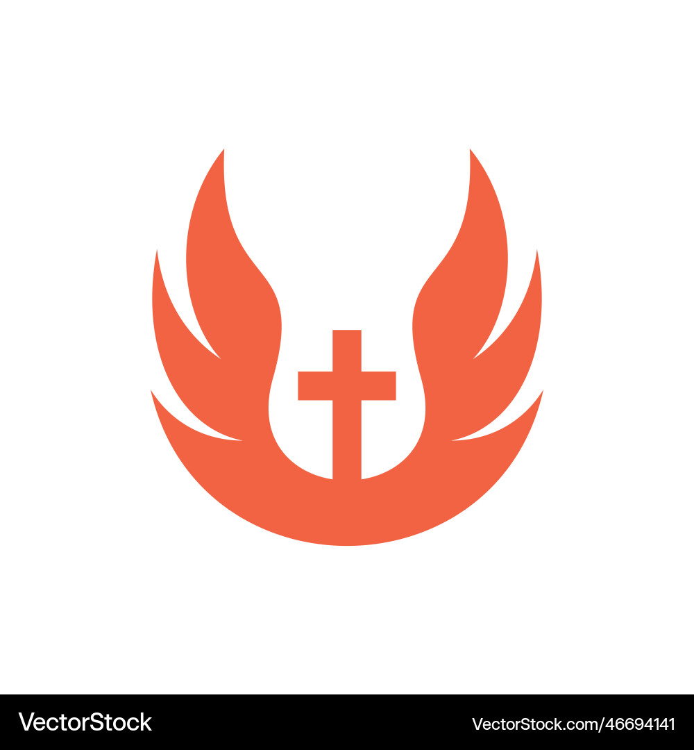 Wings freedom cross church creative logo Vector Image