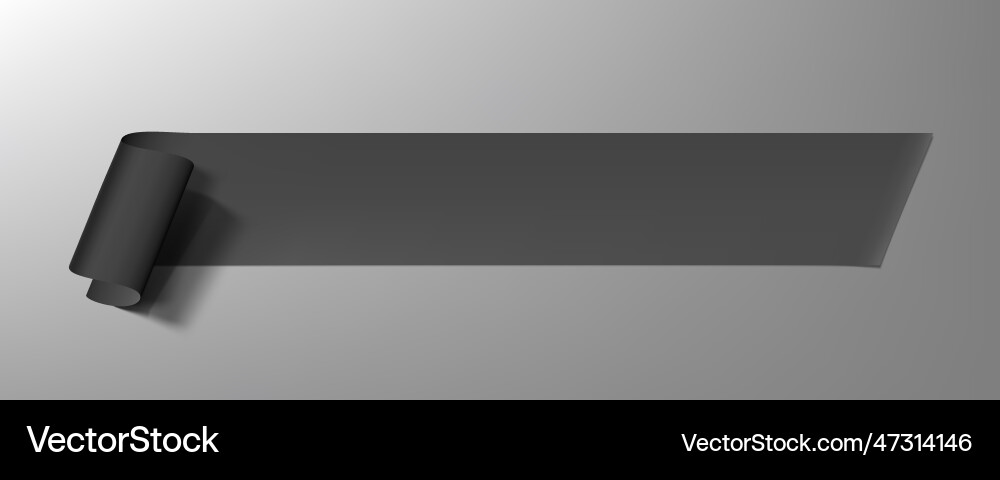 3d black paper ribbon banner with shadow Vector Image