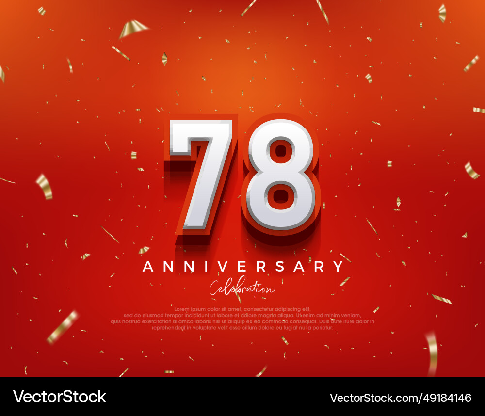 78th anniversary with white 3d numbers on fancy Vector Image