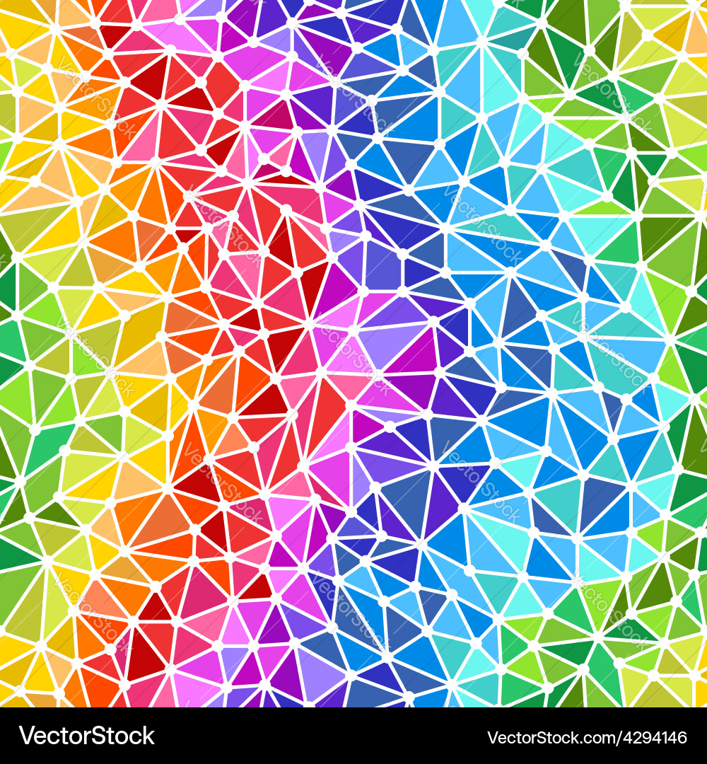 Bright rainbow triangles low poly seamless Vector Image