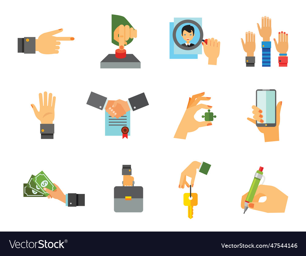 Business hands icon set Royalty Free Vector Image