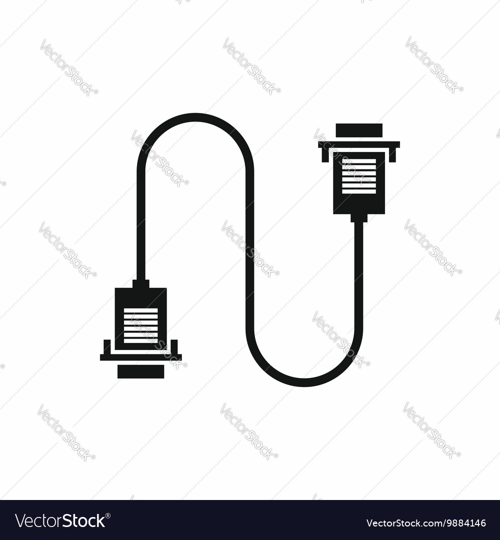 Cable wire computer icon simple style Royalty Free Vector