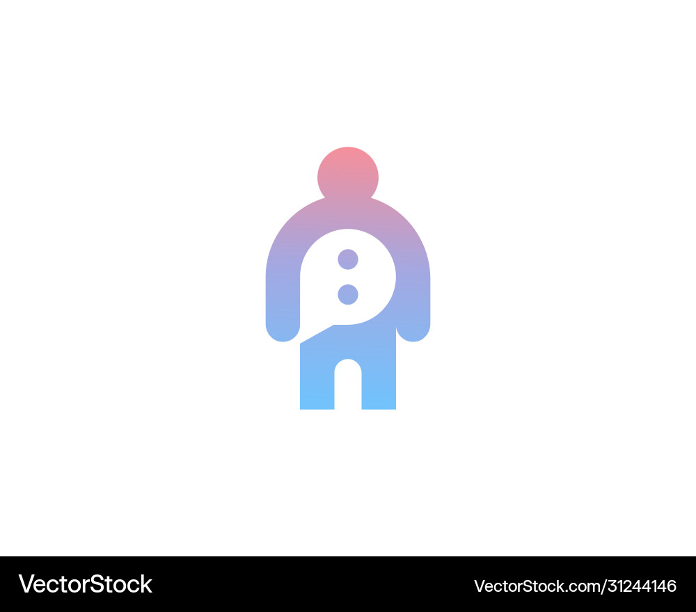 Chat support bot logo design flat gradient Vector Image