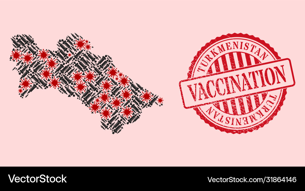 Coronavirus vaccination mosaic turkmenistan map Vector Image