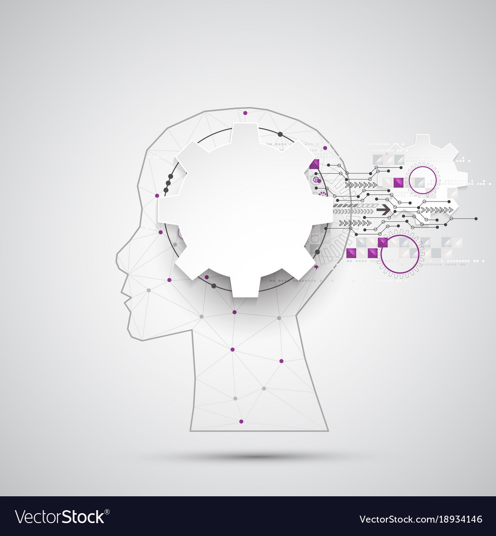 Creative brain concept background with triangular Vector Image