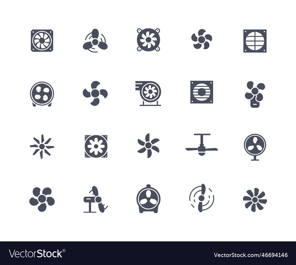 Fan icons black set Royalty Free Vector Image - VectorStock