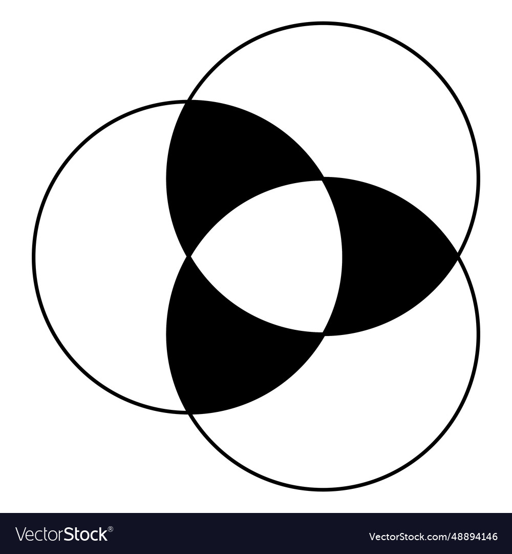 Intersected circles geometrical shape Royalty Free Vector