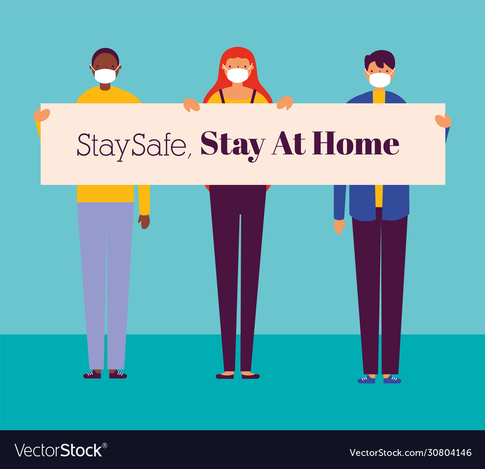 People using face mask for covid19 with stay home Vector Image