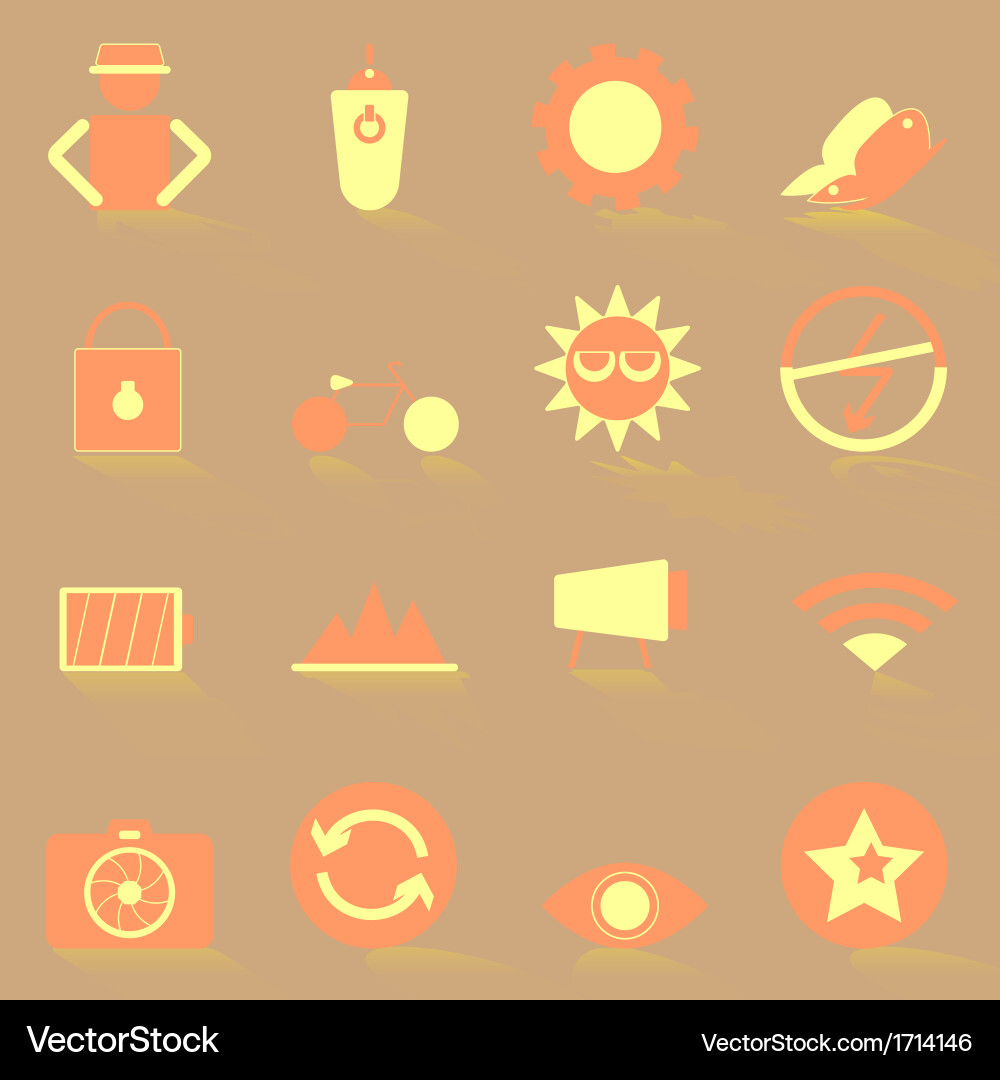Photography color icons with shadow Royalty Free Vector