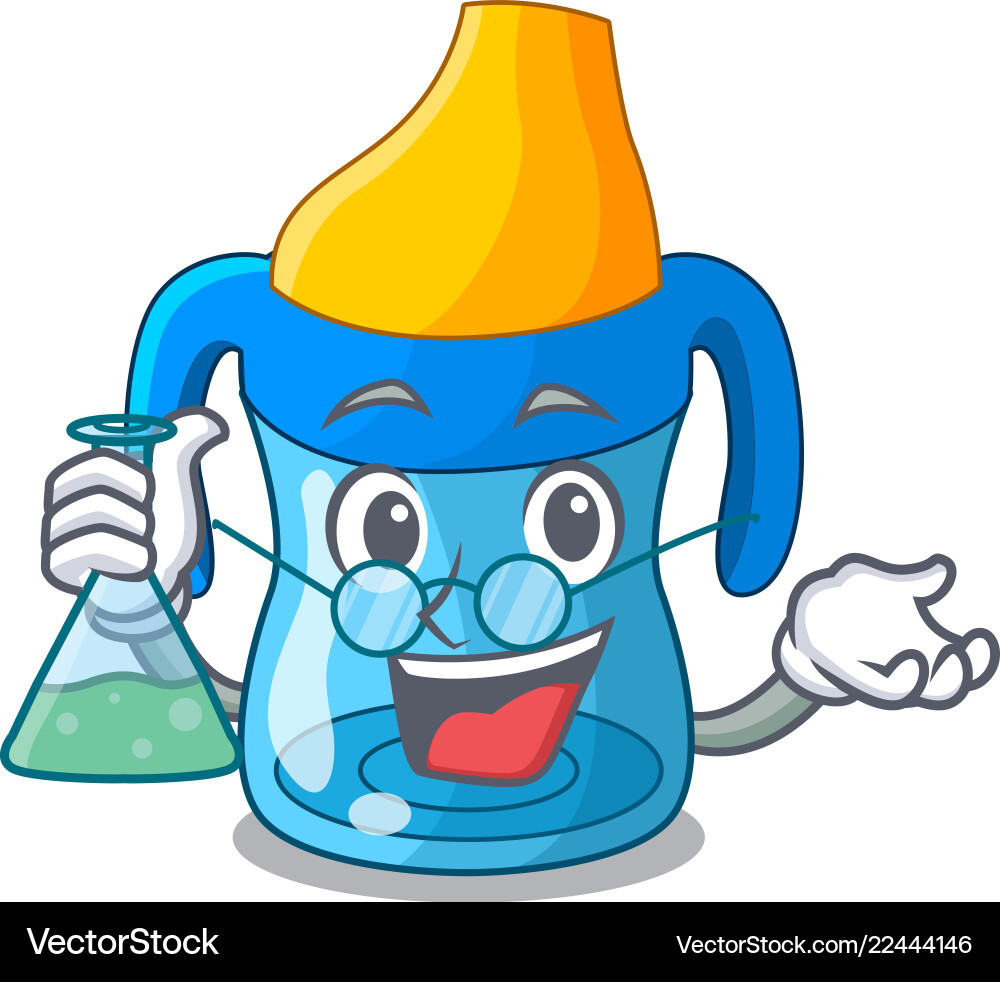 Professor cartoon drink training cup for baby Vector Image