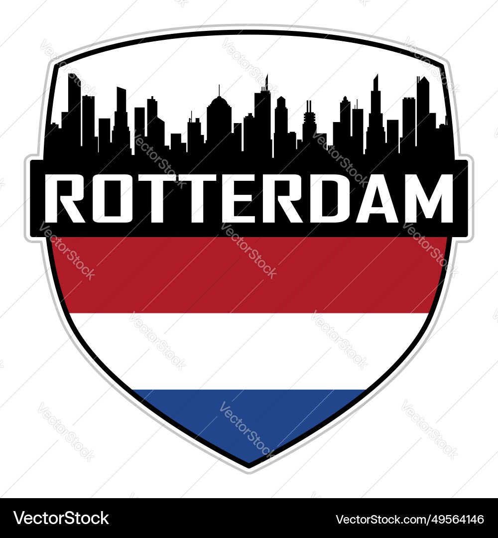 Rotterdam skyline silhouette netherlands flag logo