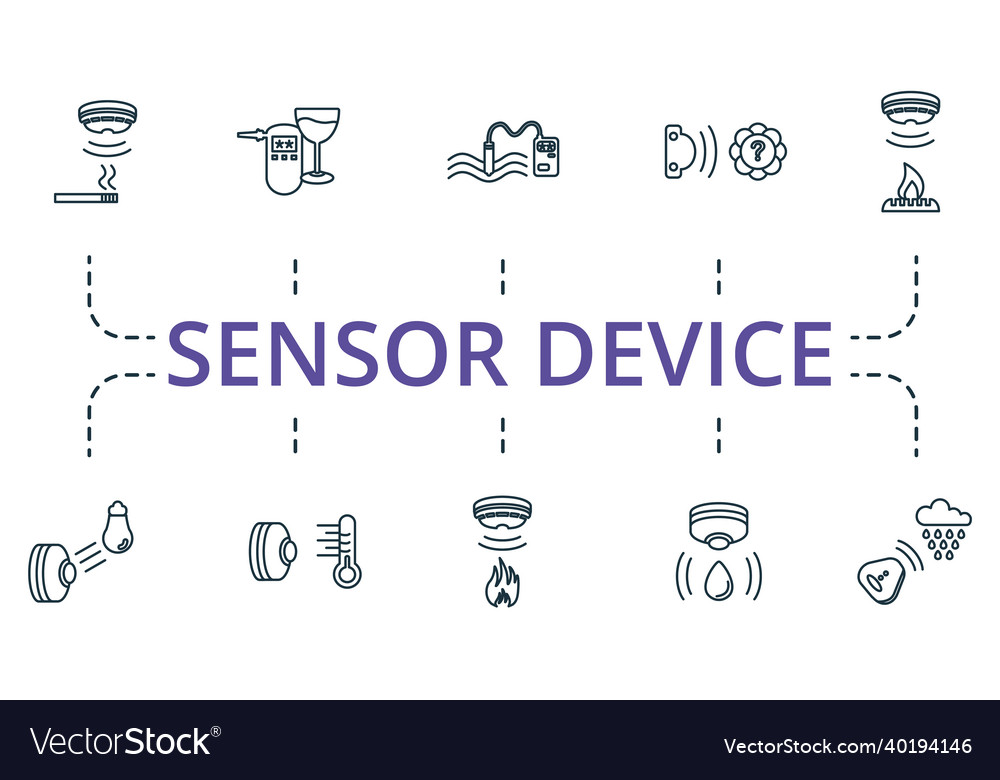 Sensor device icon set collection of simple Vector Image