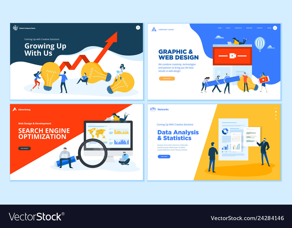 Set flat design web page templates Royalty Free Vector Image