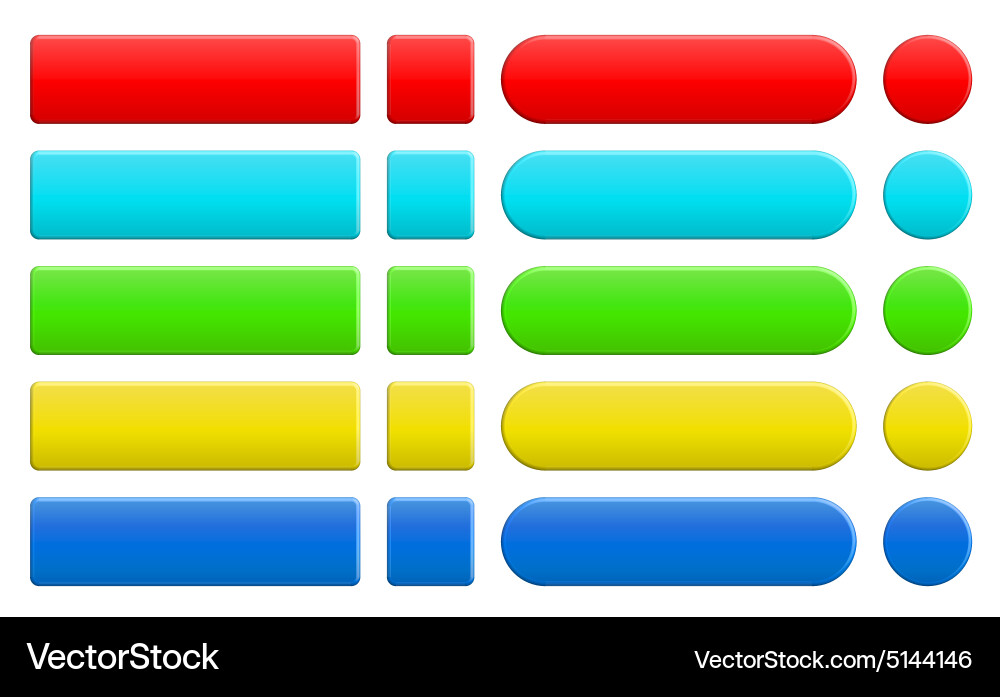 Set of blank colorful internet buttons Royalty Free Vector