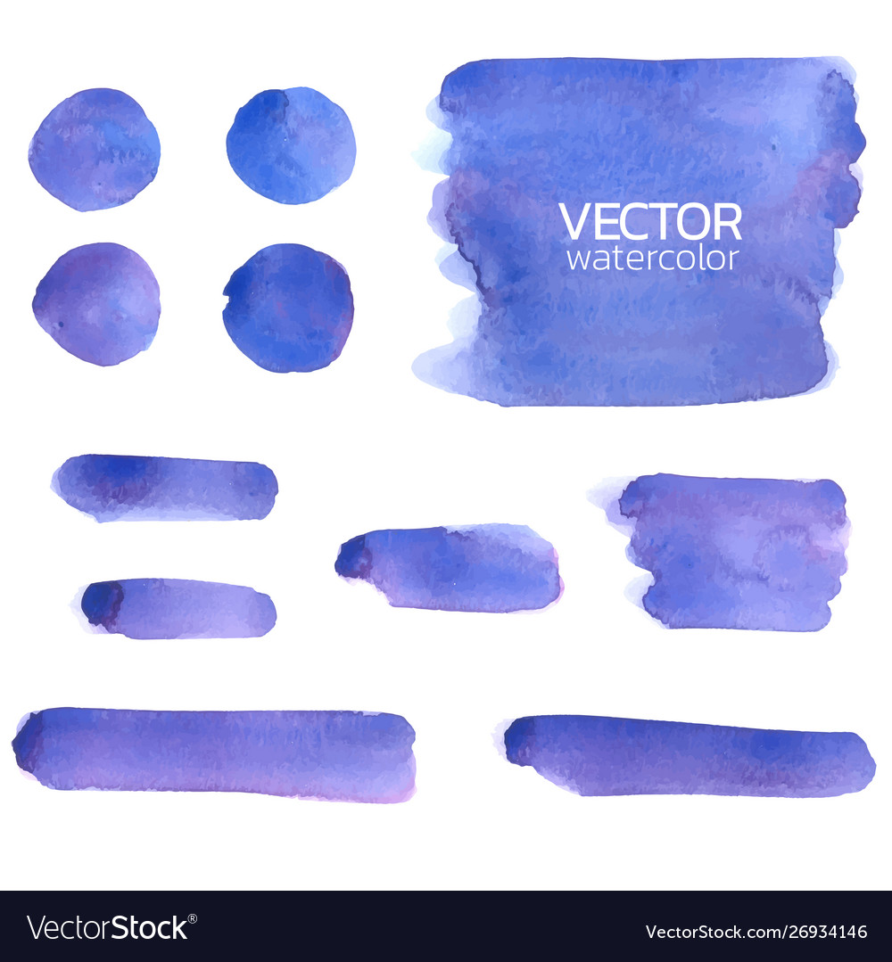 Violet and blue watercolor brush strokes Vector Image