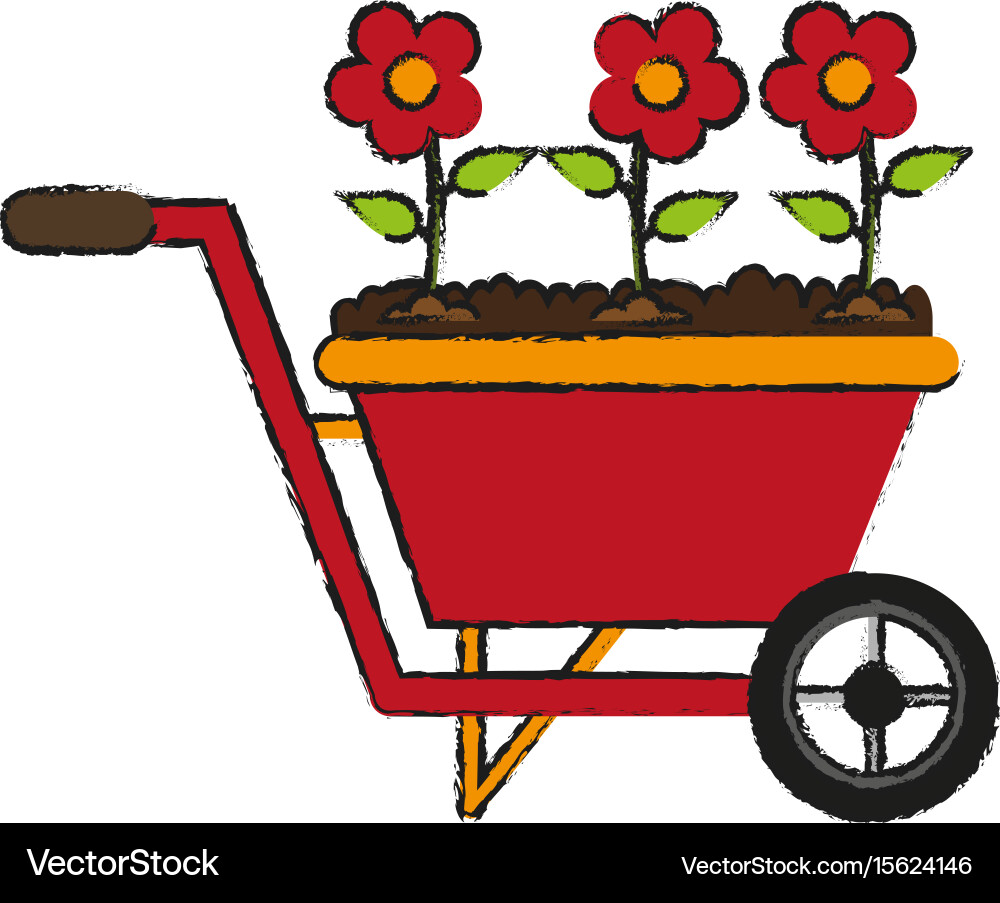 Wheelbarrow gardening tool icon image Royalty Free Vector