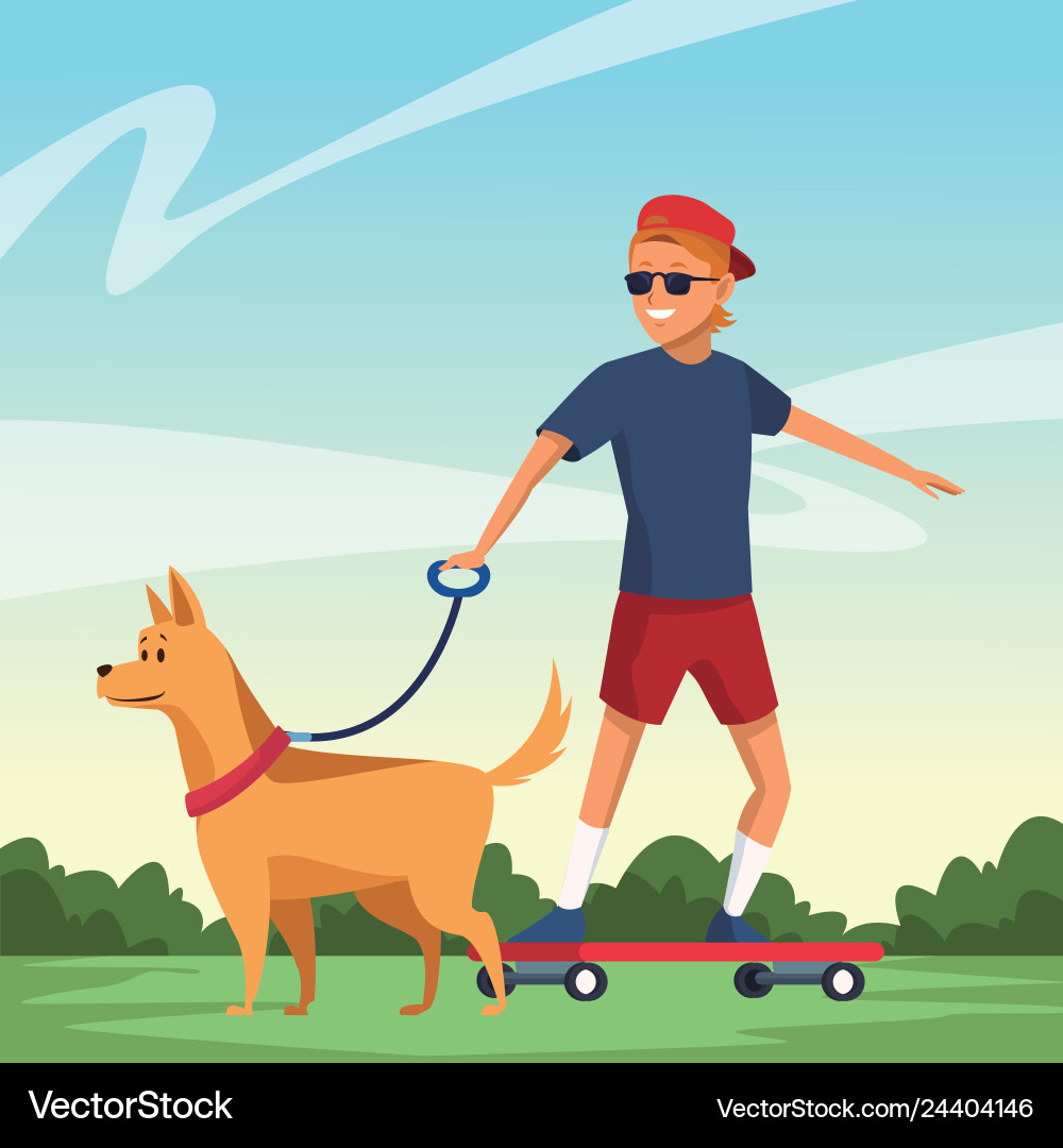 Young man riding cartoon Lizenzfreies Vektorbild